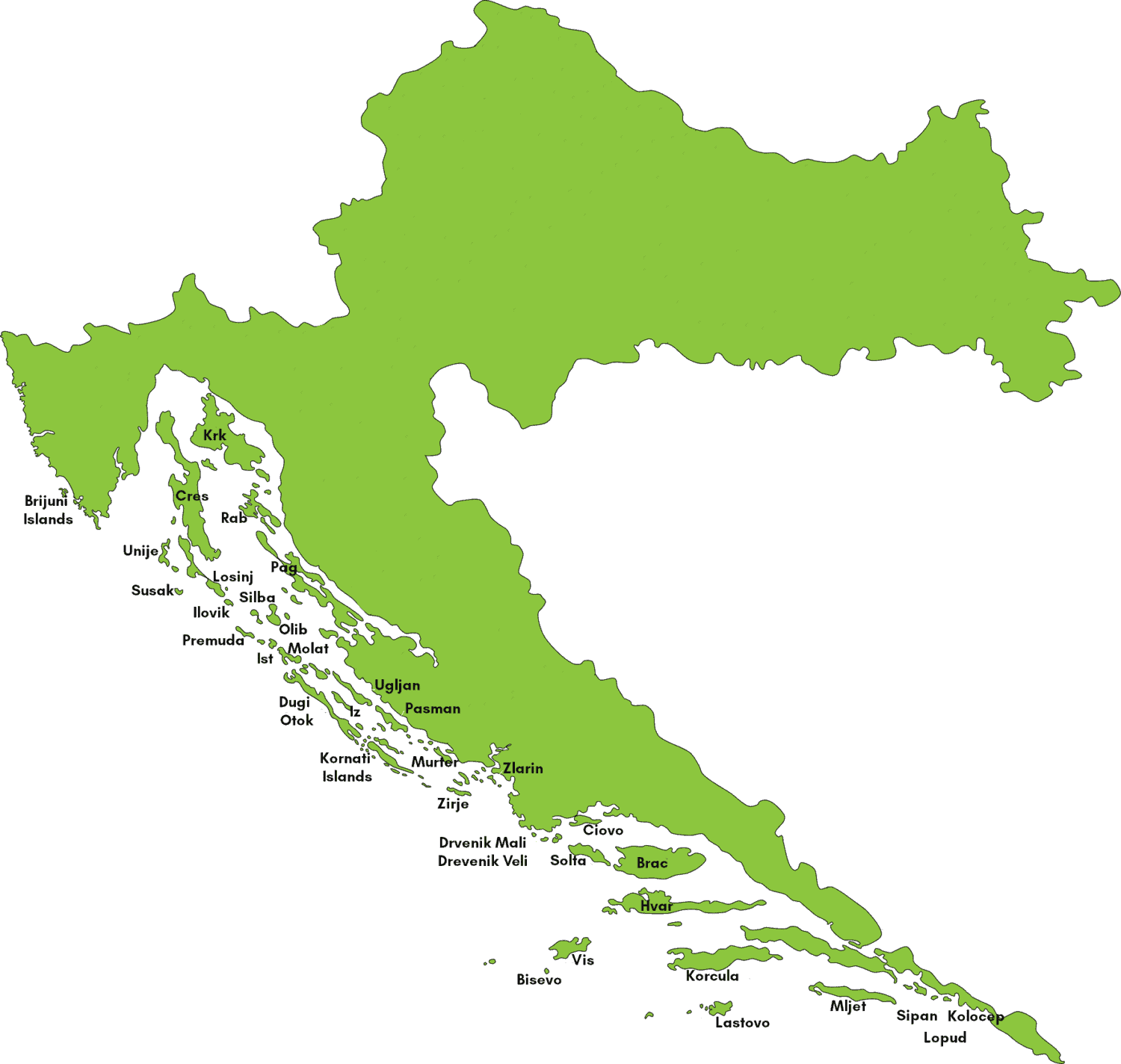 Map of the Croatian Islands - See where the islands are - Visit Croatia